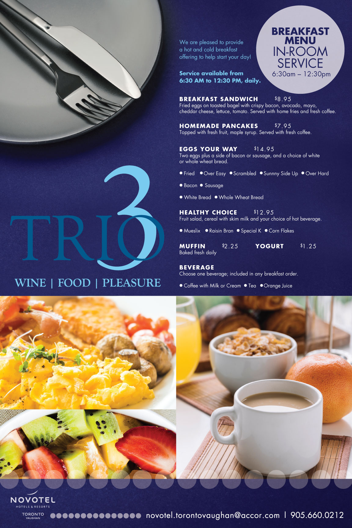 Trio Restaurant in Vaughan | Novotel Toronto Vaughan Hotel